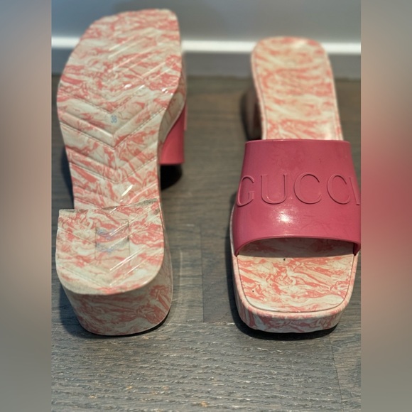 Gucci | Shoes | Rubber Gucci Logo Womens Platform 260mm Slide Sandals ...